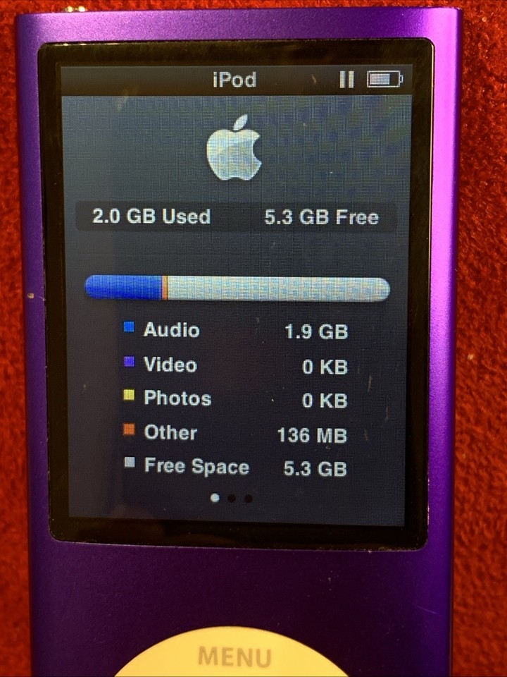 Apple iPod A1285 8 GB Nano 4th Generation Chromatic Purple With 259 ...