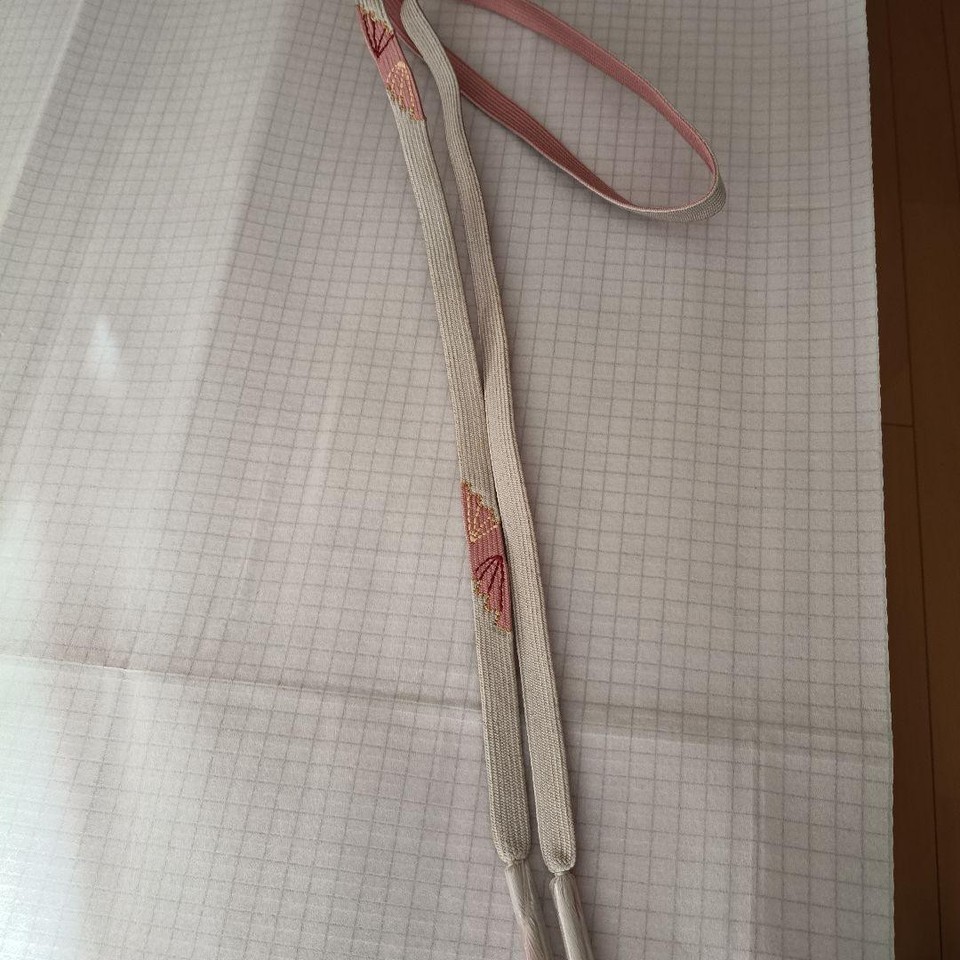 Pink floral pattern obiage and obijime set (obijime is reversible ...