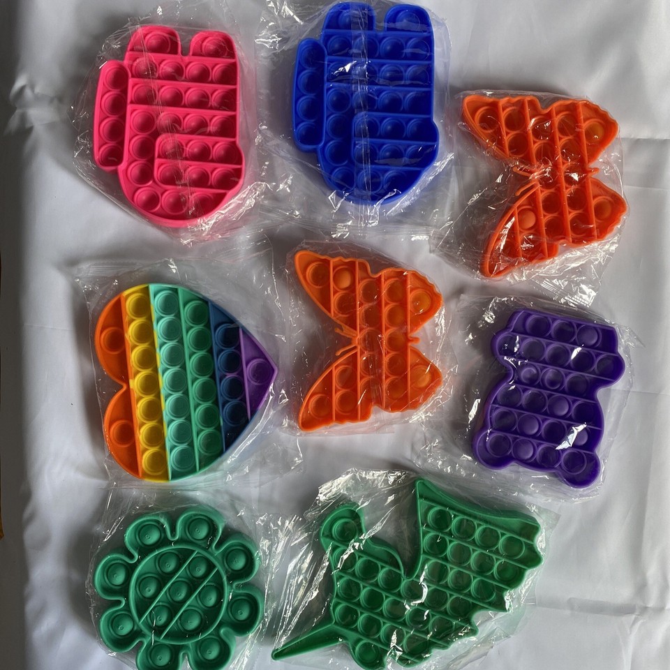 New Push Pop Bubble Assorted Shapes Lot Of 8 Silicone Push It Fidget ...