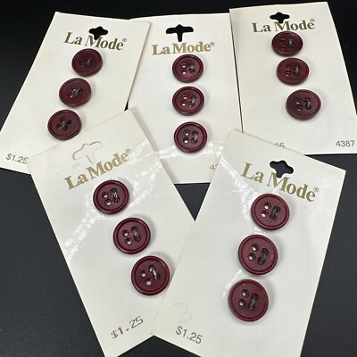 Vintage La Mode Buttons On Card Wine 4387 Size 13mm Lot | eBay