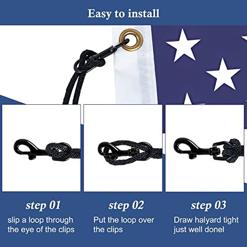 100ft Flag Pole Rope Halyard with Swivel Snap Clips for Flagpoles ...