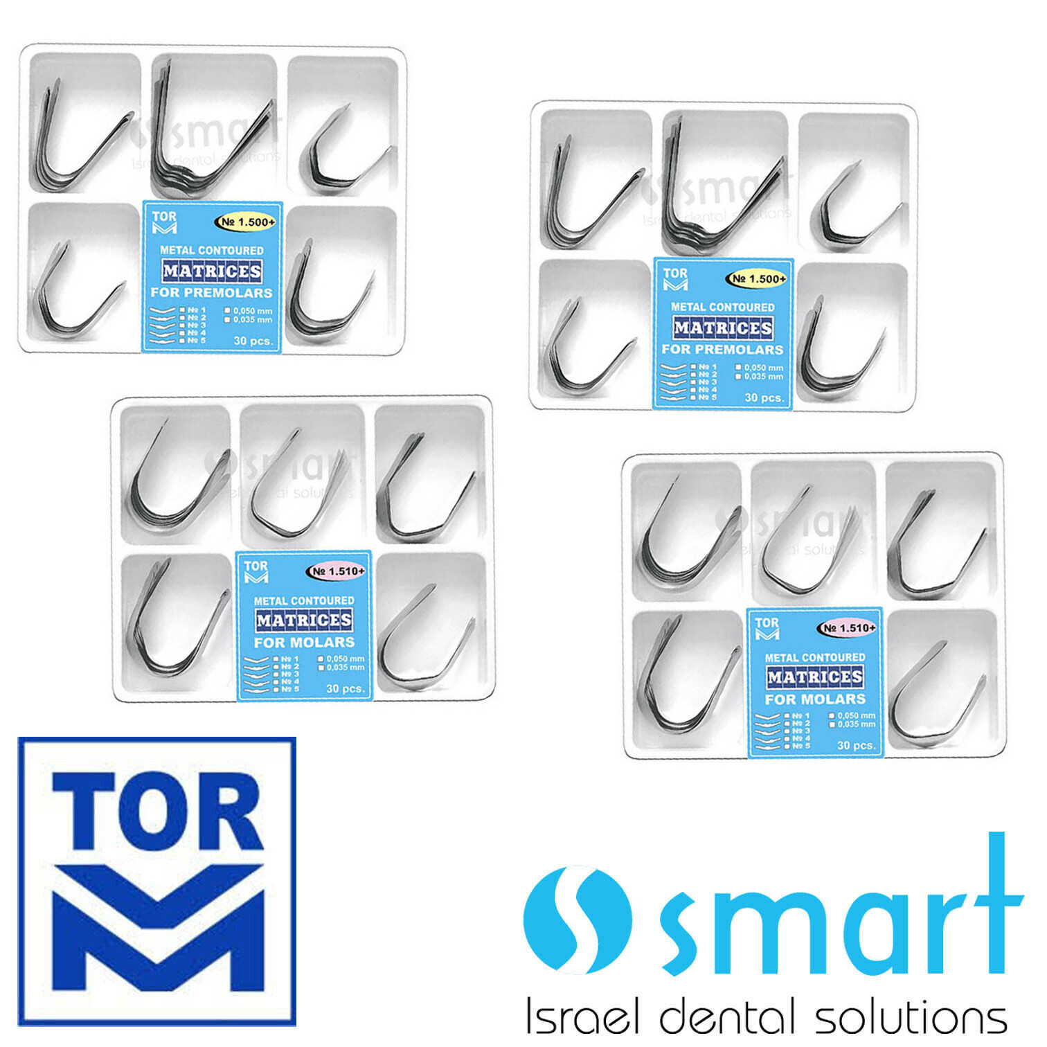 Lot x 4 Dental Metal Contoured Matrices Premolars Molar tofflemire ...