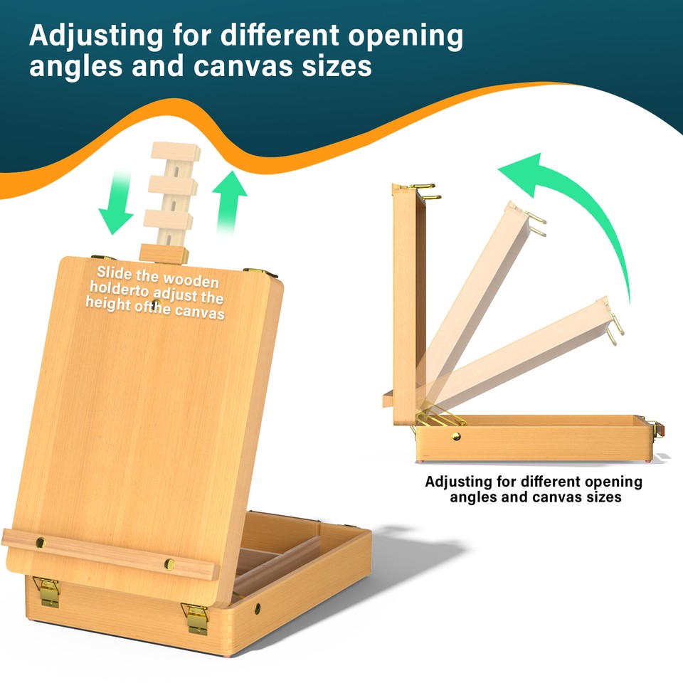 Portable Wooden Drawers Artist Table Desk Top Easel Stand Sketch Box ...