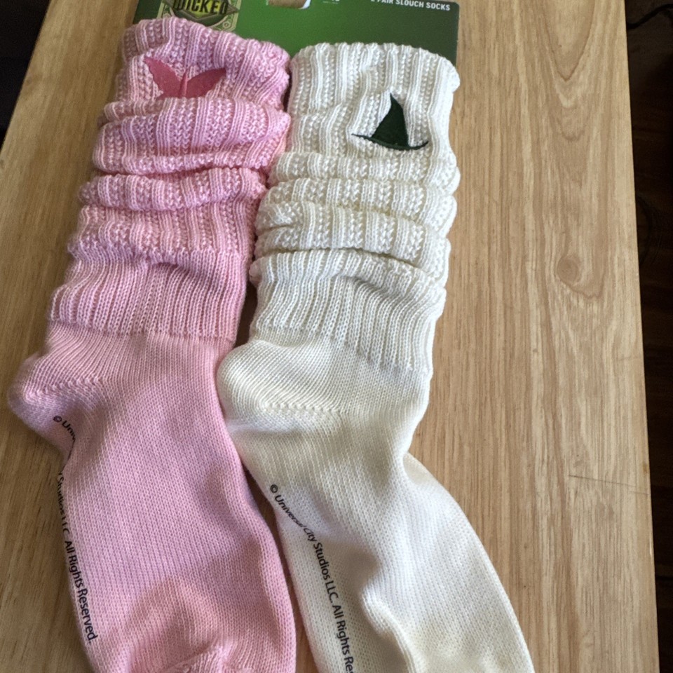 Wicked Universal Studios Slouch Socks Glinda Pink And Elphaba Hat Shoe ...