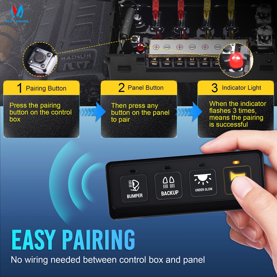 4 Gang Wireless Switch Panel Circuit Control Box 12V-24V For Dodge Ram ...
