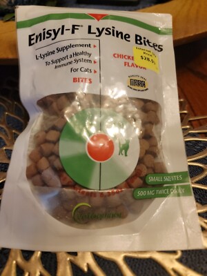 Enisyl-F Lysine Supplement Bites for Cats, 6.35 oz, Exp 09/28/23. 500mg ...