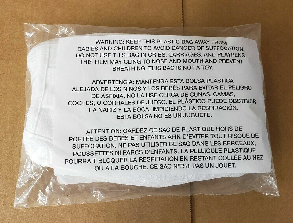 New 5 Pack Hanes Reusable PPE White Face mask, Washable soft 3-ply 100% ...