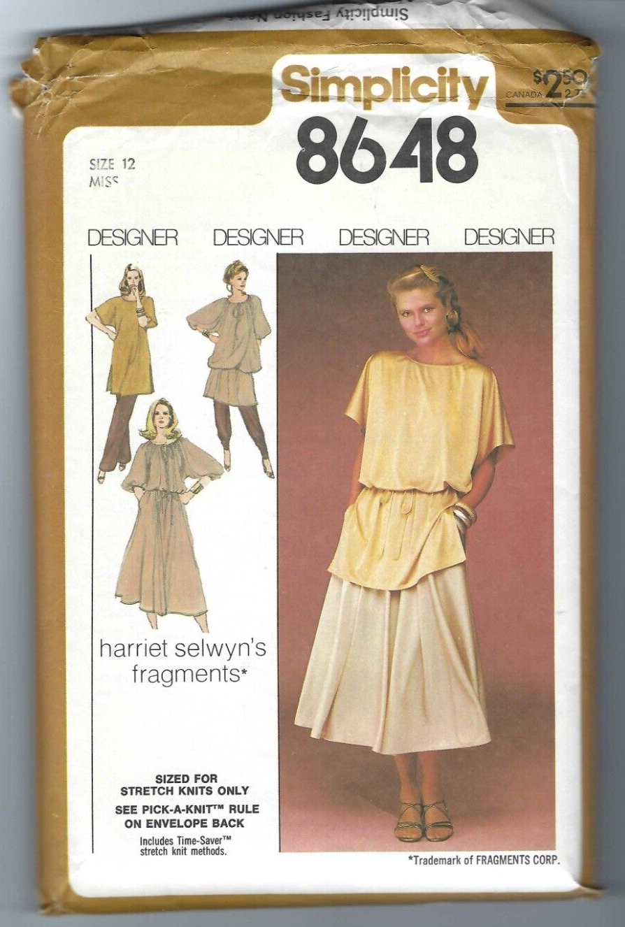 Simplicity 8648 Misses Dress Tunic Skirt & Pants Pattern Size 12 | eBay
