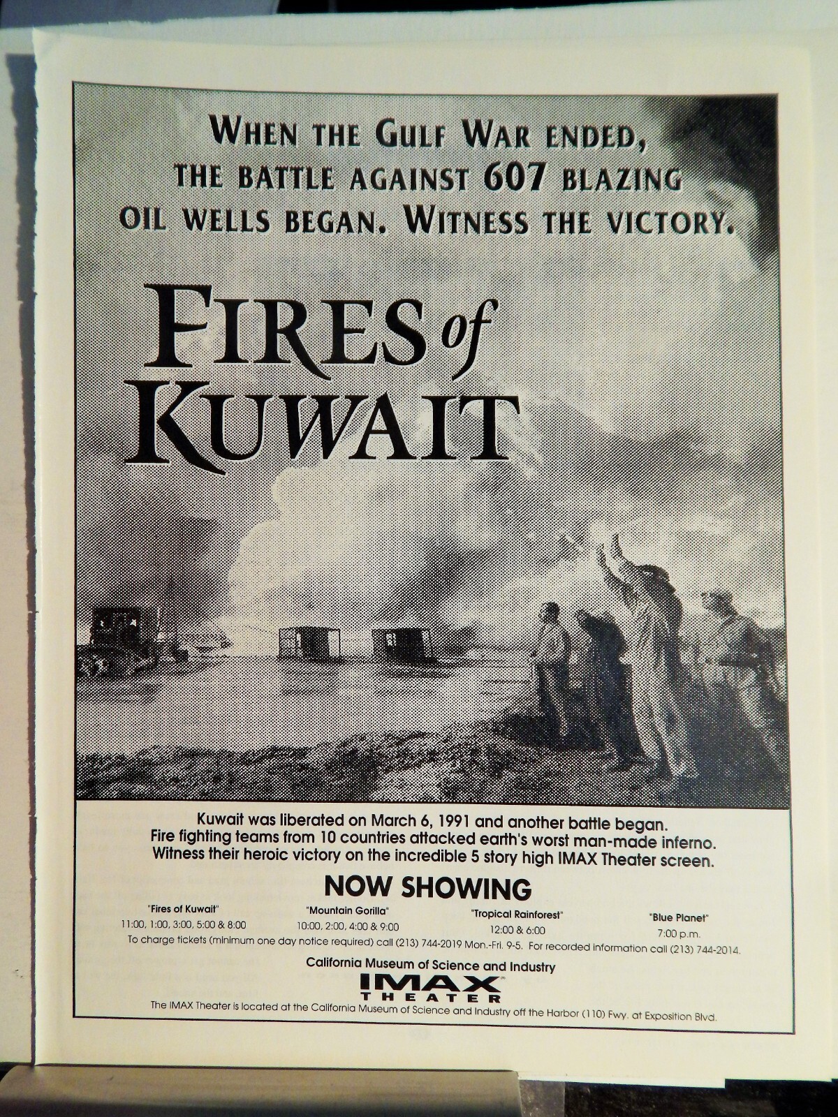 FIRES OF KUWAIT MOVIE PROMO ORIG VTG 1993 ADVERTISEMENT | eBay