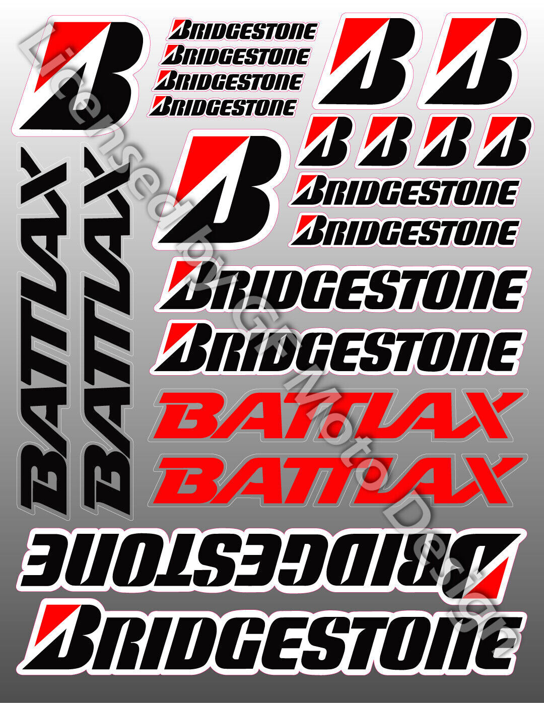 GP Honda Race Track Bridgestone Battlax Sponsors Decals set 22 stickers ...