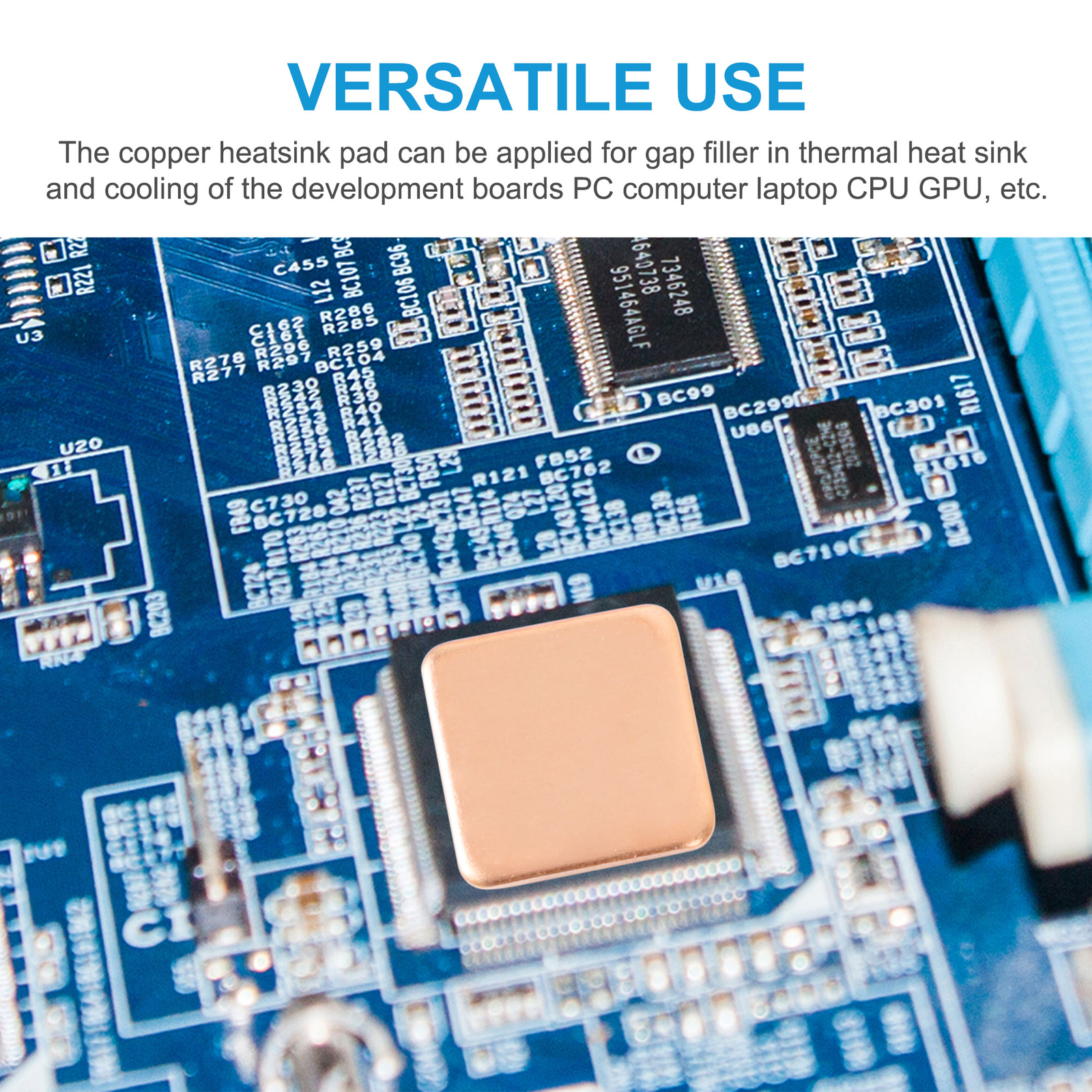10pcs 15x15x1.5mm Copper Heatsink Pad Thermal Shim Cooler for PC Laptop ...