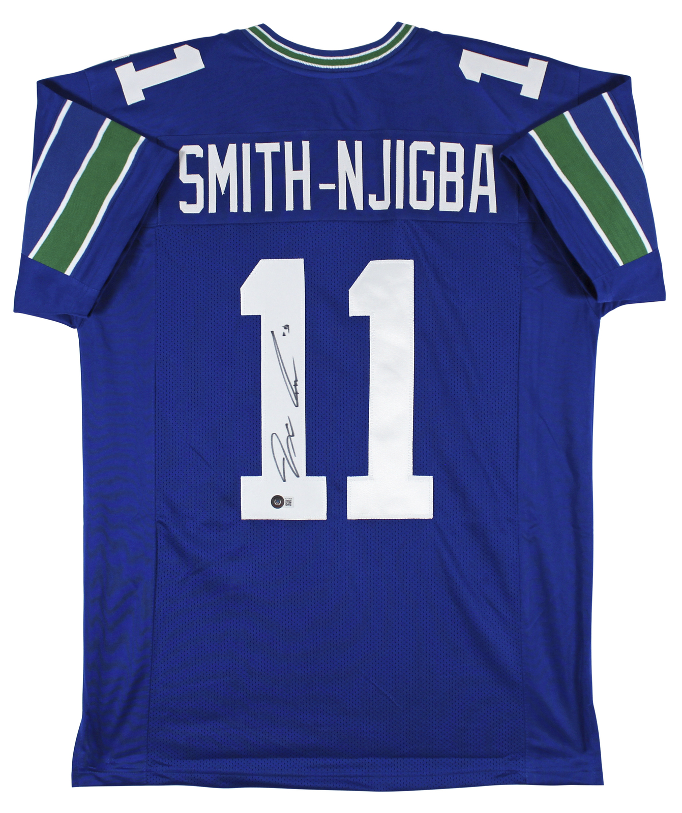 Jaxon Smith-Njigba Authentic Signed Blue Throwback Pro Style Jersey BAS ...