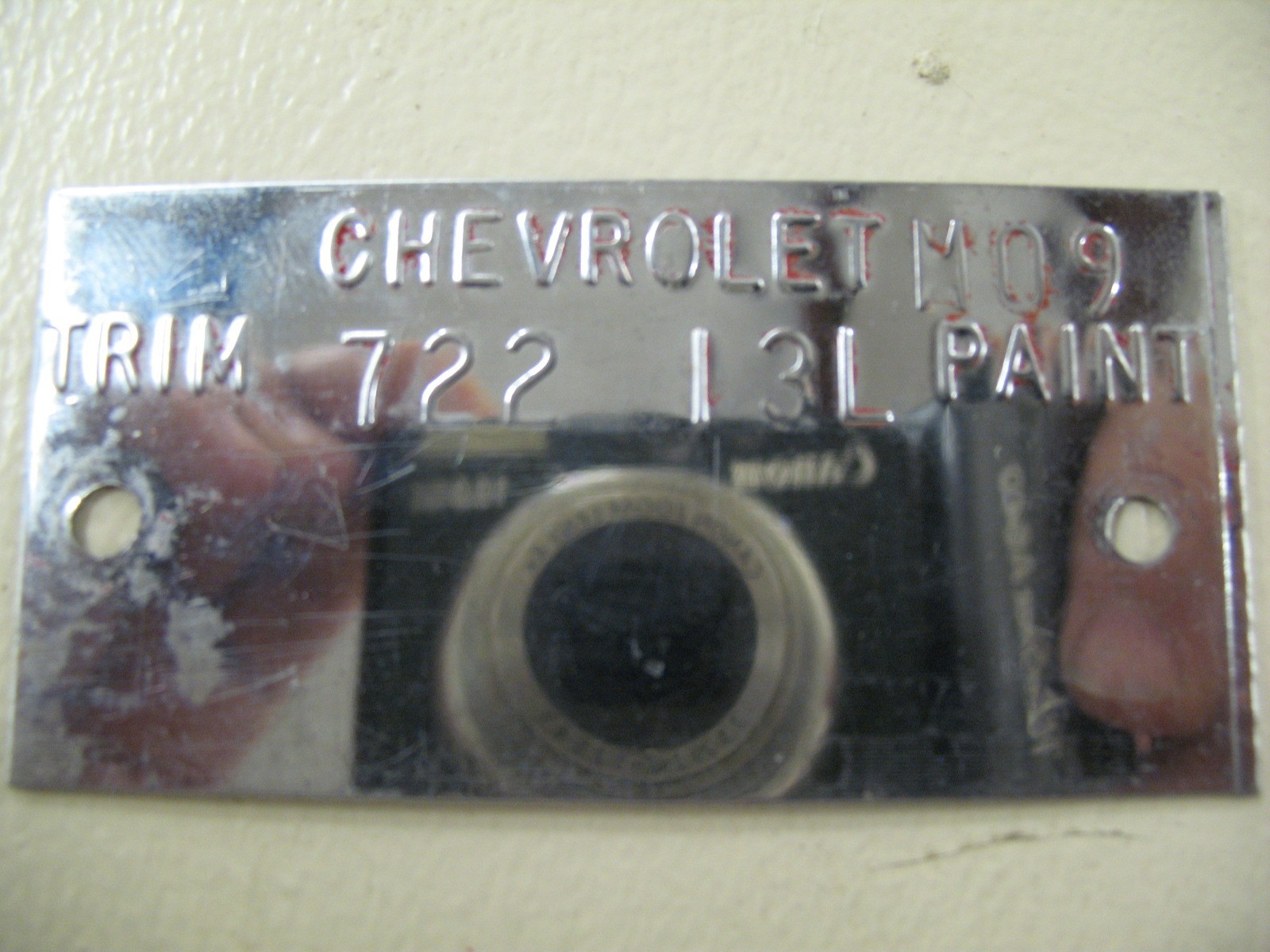 CORVETTE TRIM TAG : TRIM 722 PAINT 13L OEM GM Part CHEVROLET M09 TIME ...