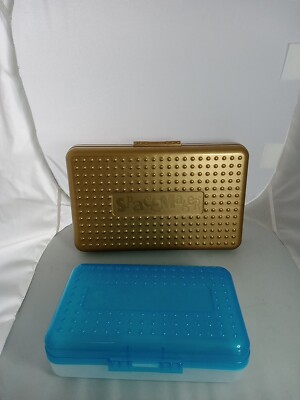 Two Vintage Spacemaker Boxes for pencils markers pens rulers One gold ...
