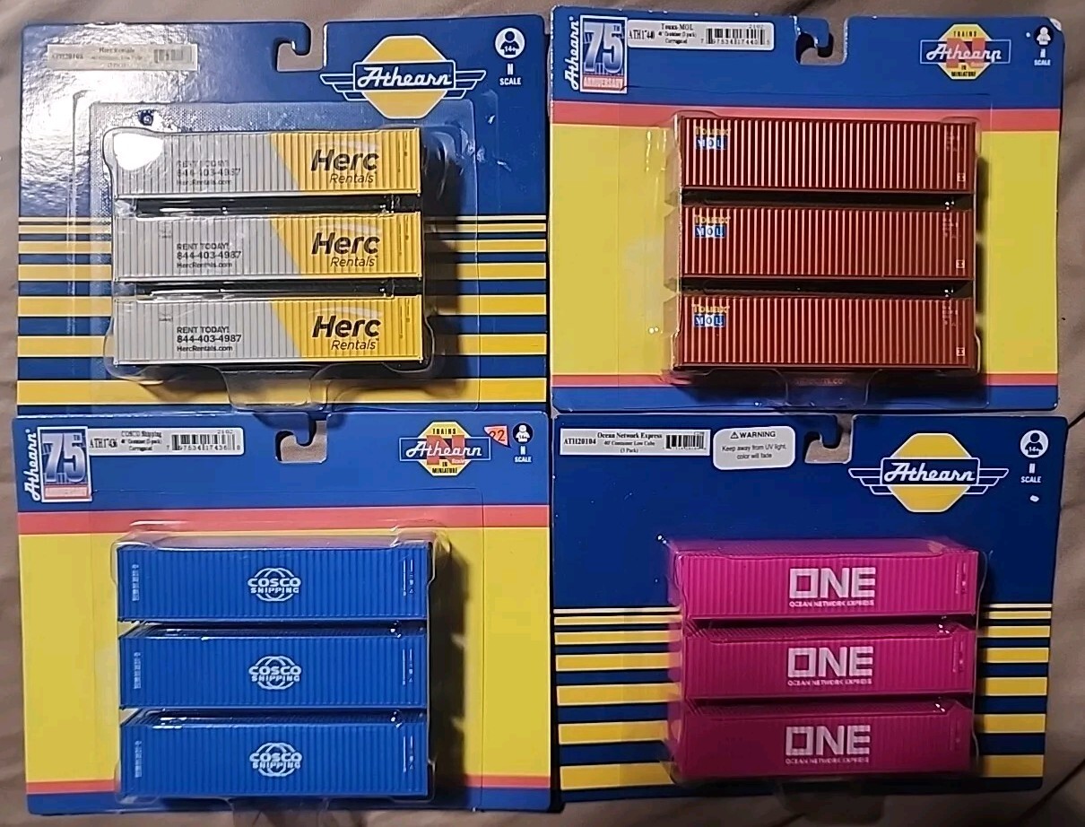 Athearn 40' N SCALE Low Cube Containers HO Vehicles lot of 4 | eBay