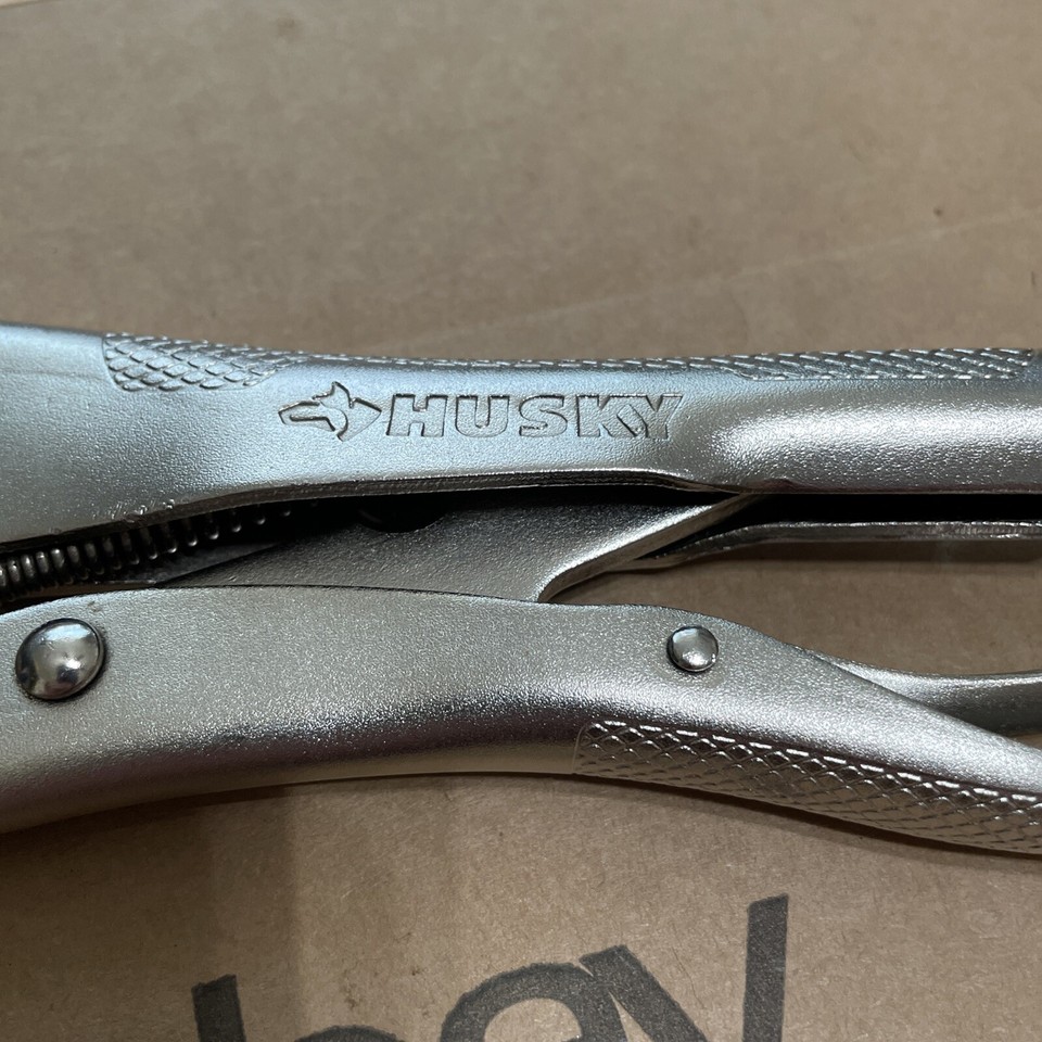 Husky 10" Locking Pliers Curved Jaw Quick Release Chrome Easy Grip ...