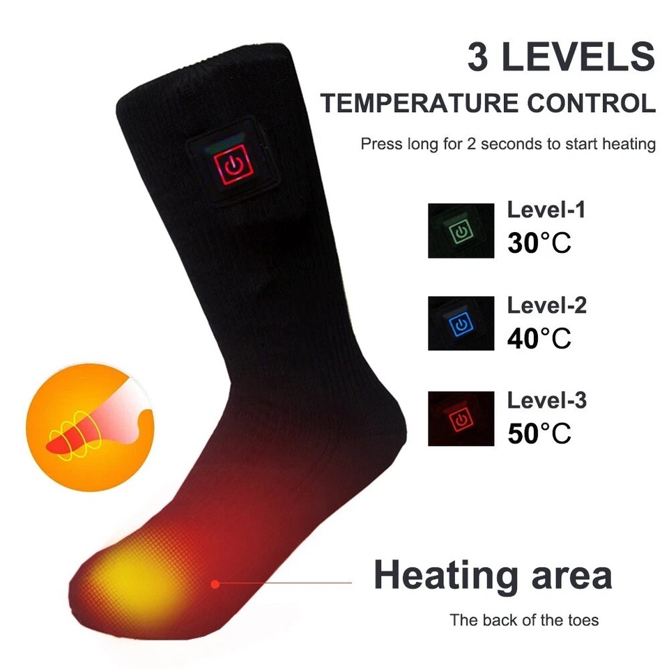 Heating Warm Heated Socks Electric Winter Men Women Unisex Thermal Feet ...