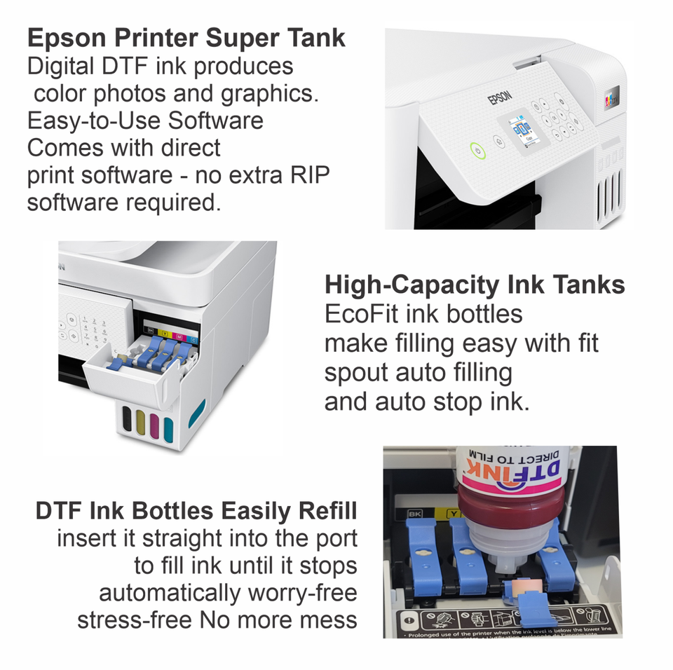 Epson Printer with DTF ink-Film-Powder Heat Transfer Print T-Shirt ...