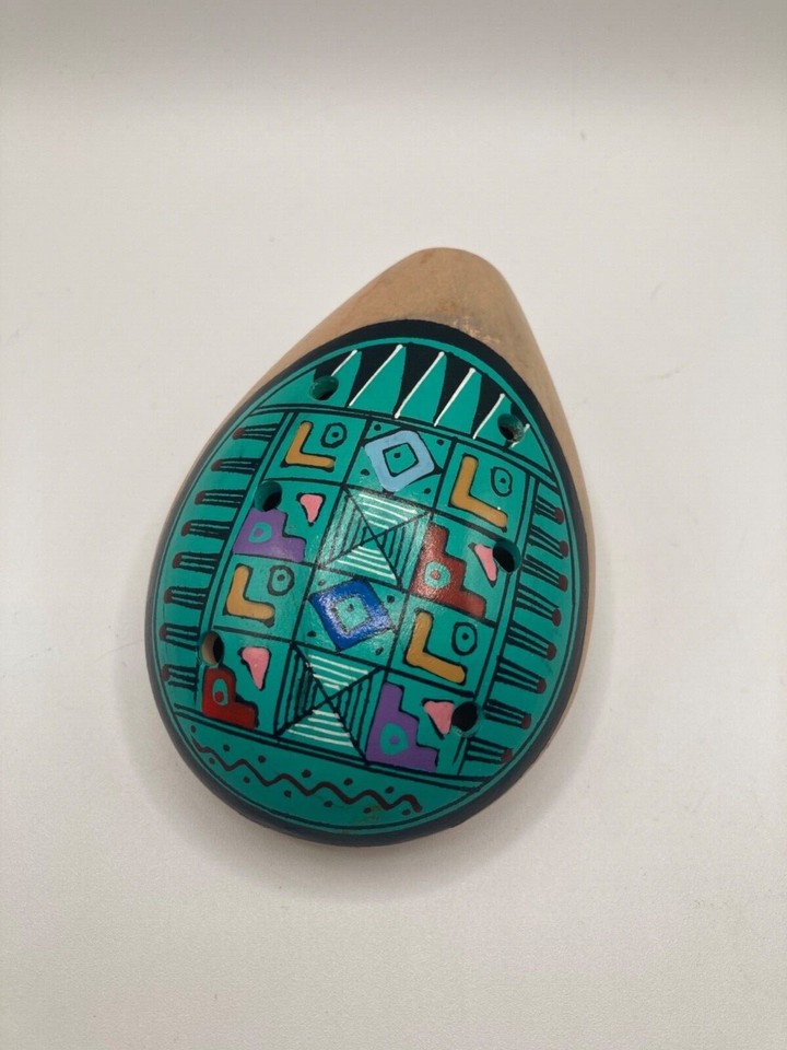 Peruvian Art Ocarina Whistle Clay Flute Hand Crafted 6 Hole Musical ...