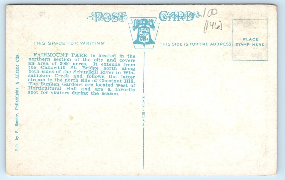 POSTCARD Gustine Lake Fairmount Park Philadelphia Pennsylvania | eBay