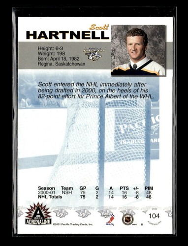 2001-02 Pacific Adrenaline Scott Hartnell Predators #104 | eBay