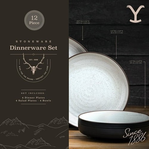 Yellowstone 12-Piece Ceramic Dinnerware Set, Beth Collection | eBay
