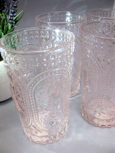 1 VINTAGE Style EASTER PINK BUNNY Hobnail Drinking Glasses Embossed ...