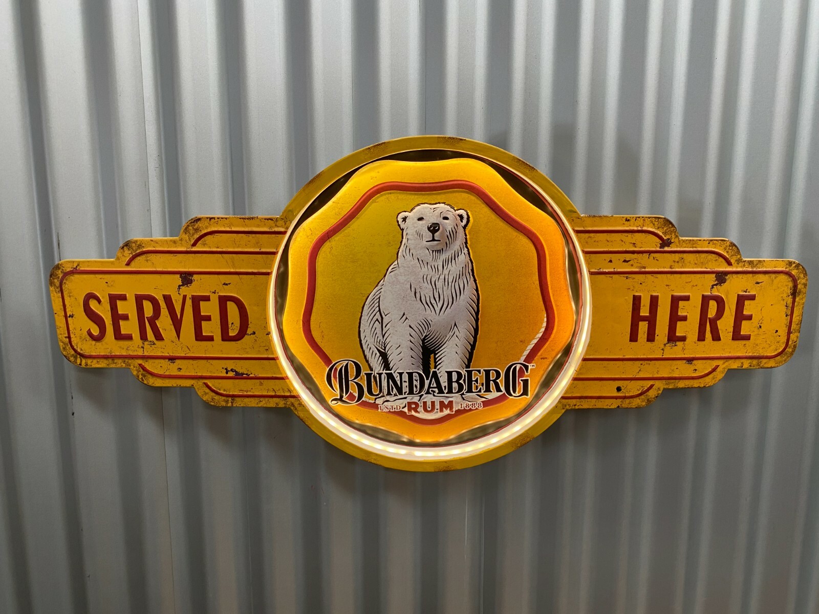 BUNDABERG RUM BUNDY HUGE EMBOSSED LIGHT UP LED TIN SIGN BAR PUB | eBay