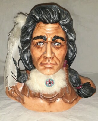 Vintage Native American Indian Warrior Provincial Mold Ceramic Head ...