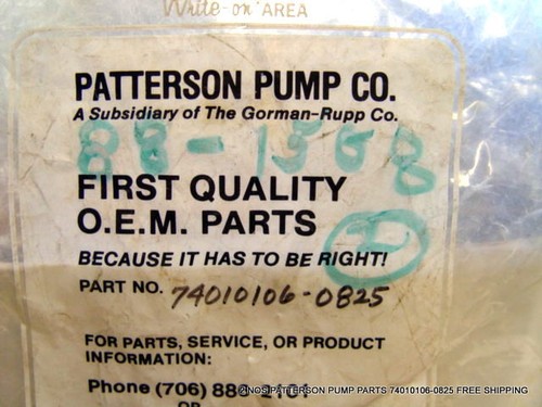 2 NOS PATTERSON PUMP PARTS 74010106-0825 FREE SHIPPING | eBay