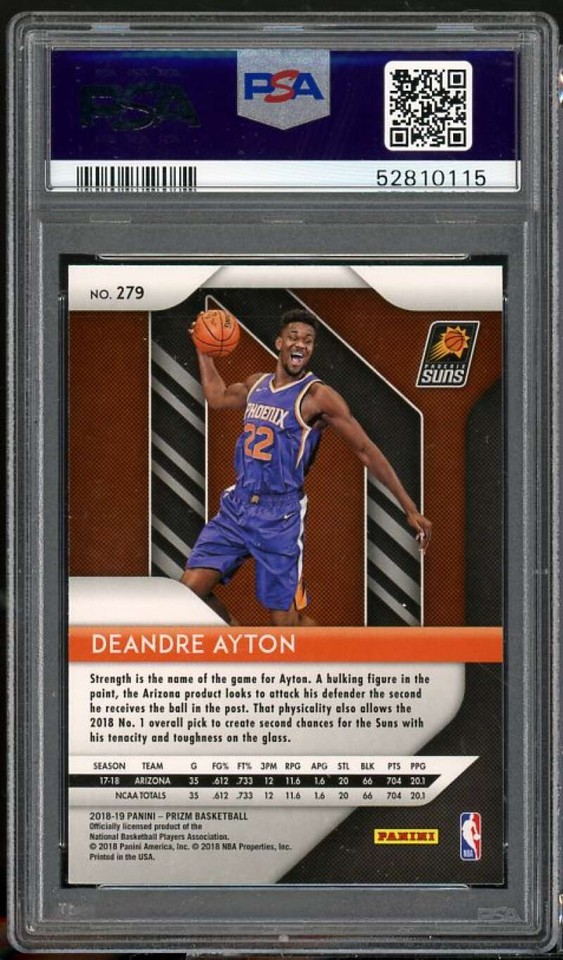 Deandre Ayton Rookie Card 2018-19 Panini Prizm #279 PSA 9 | eBay