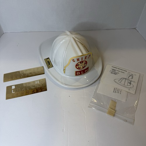 JIM BEAM Vintage White FIREMAN FIRE CHIEF HELMET Empty Decanter Decals ...