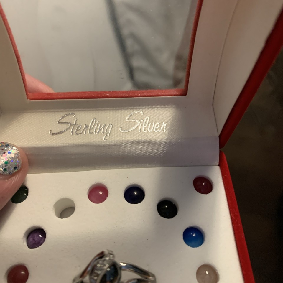 Sterling Silver Ring with 19 Interchangeable Stones Diamond Accents ...