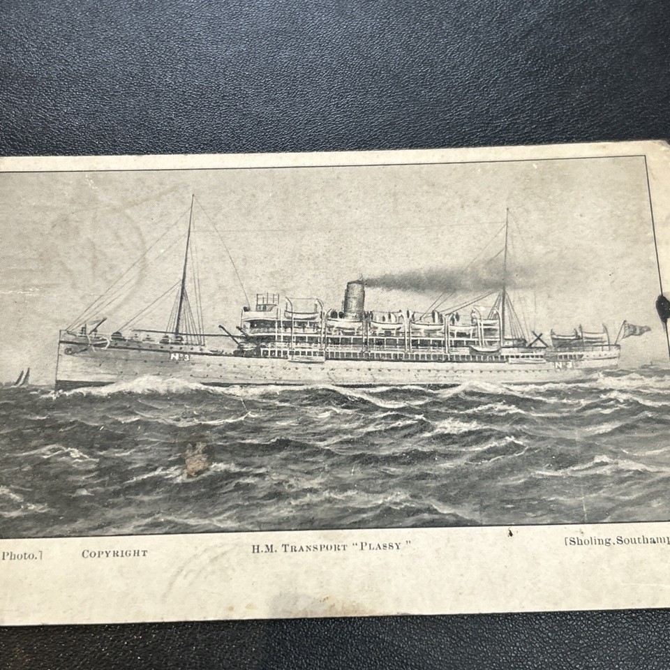 HM TRANSPORT Ship ‘PLASSY’ HMHS His Majesty's Hospital ship P&O 1906 ...
