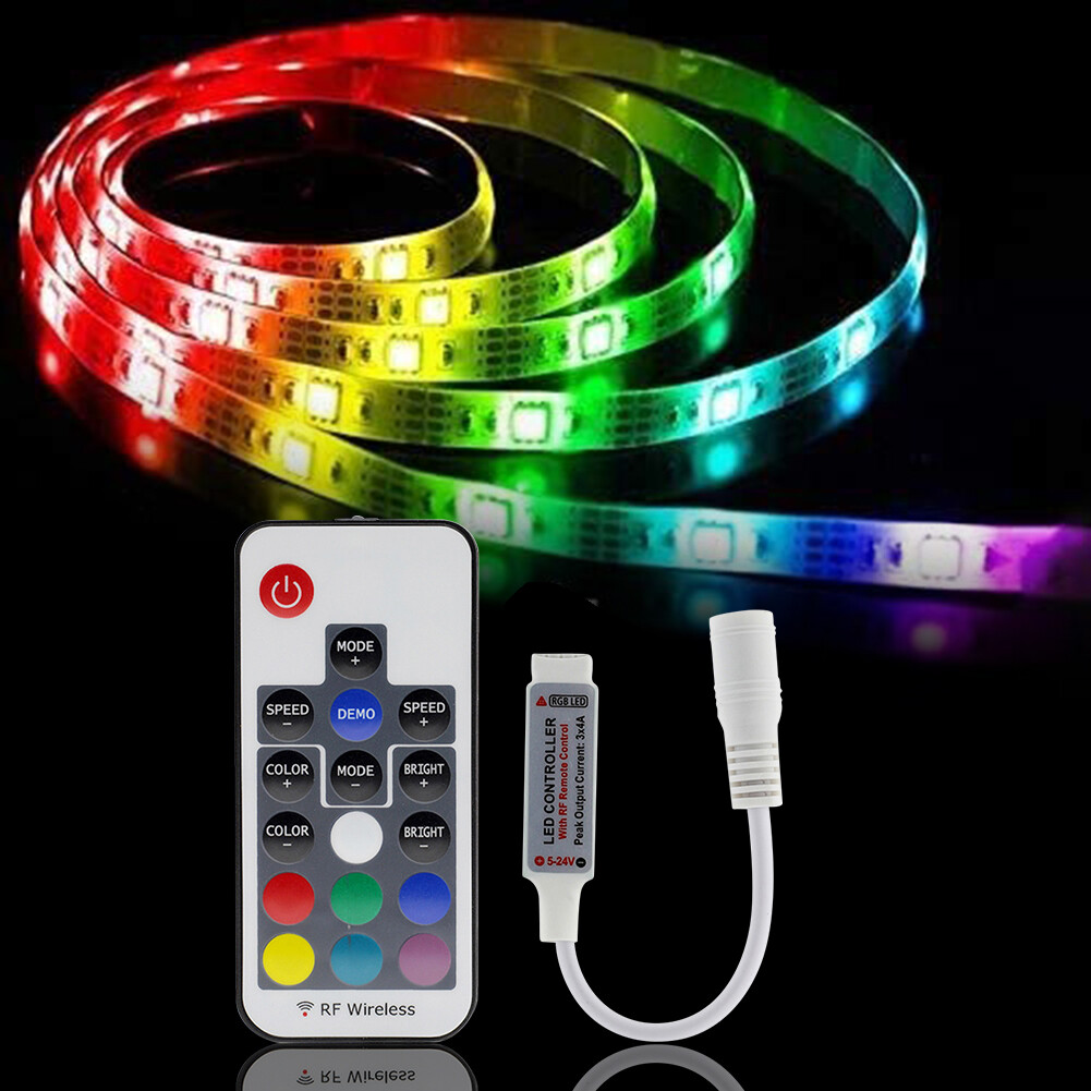 17 Keys LED Strip RGB Controller RF Wireless Remote Control DC5-24V for ...