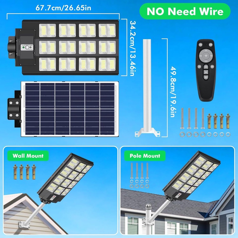 Commercial 9900000000LM 1152 LED 5000W Solar Street Light Dusk to Dawn ...