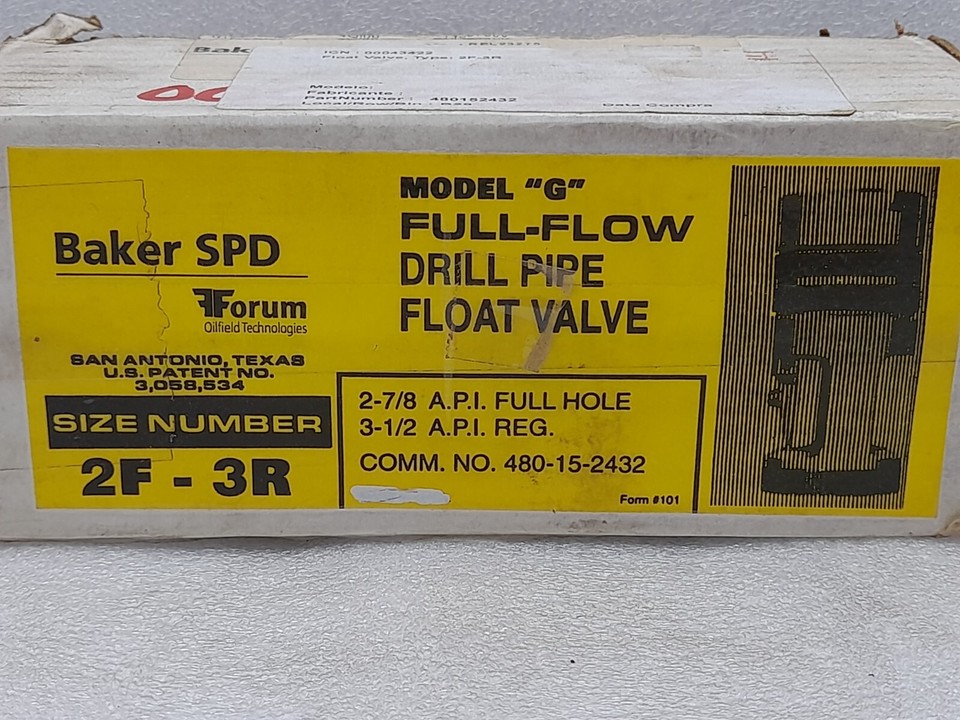 Baker SPD Forum 2F-3R Model G Full Flow Drill Pipe Float Valve ...