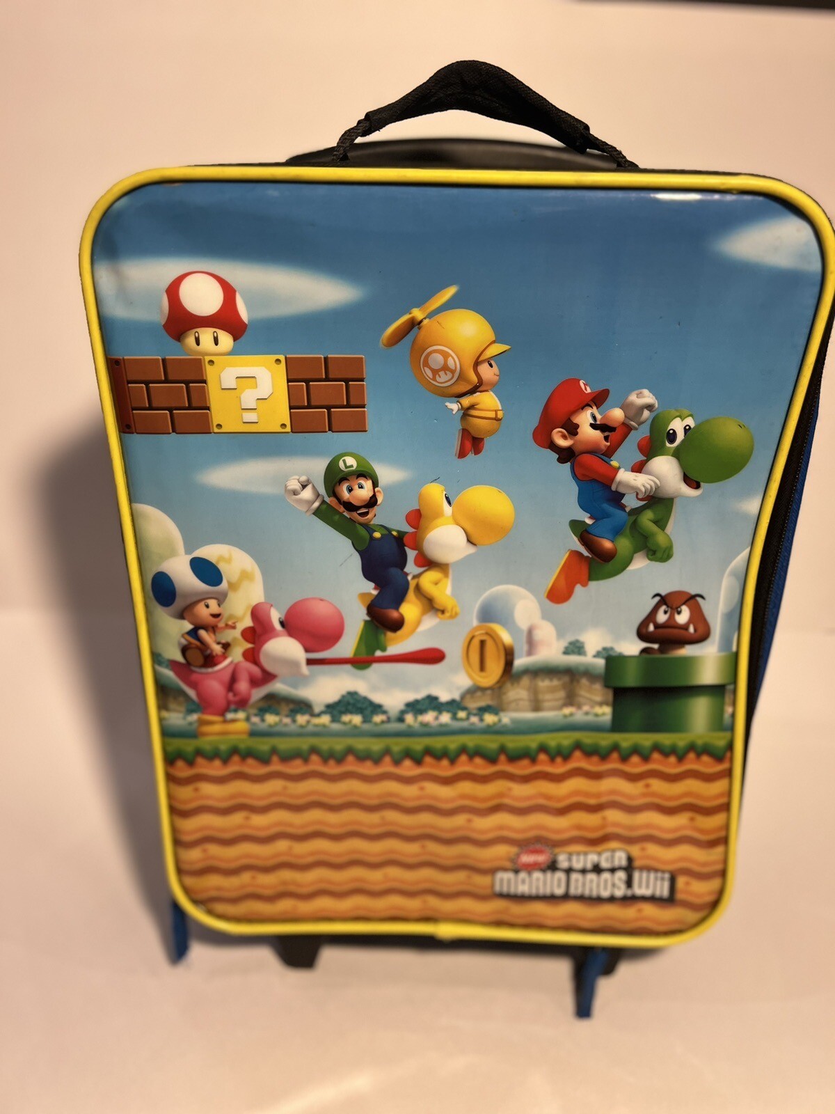 New Super Mario Bros Wii Rolling Suitcase Case Nintendo Used Fair | eBay