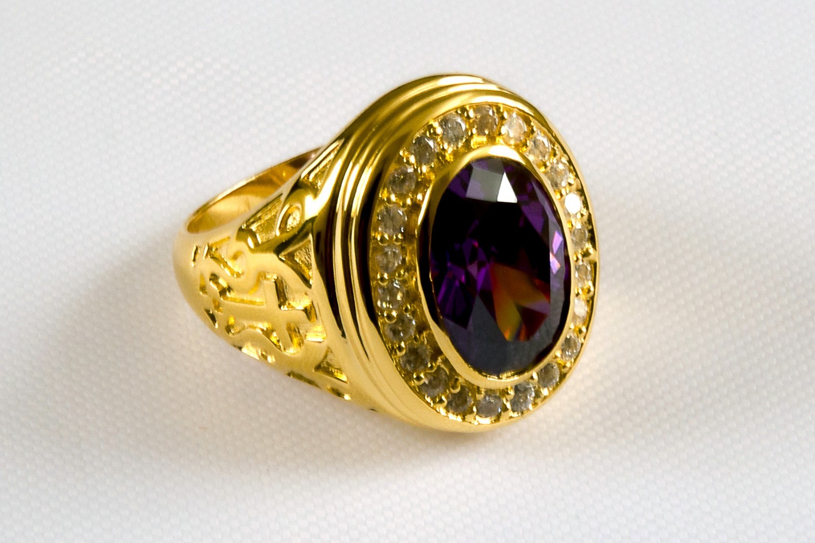 New Men's Oval Clergy Bishop Ring, Purple Stone, (Style 001), 14 k Gold ...