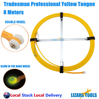 8M Fish Tape Fiberglass Cavity Cable Snake Rodder Yellow Tongue ...