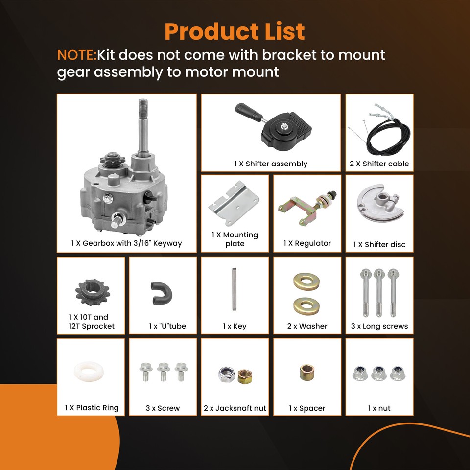 Go Kart Forward Reverse Gear Assembly Box for 2HP-14HP Engine 4 Stroke ...