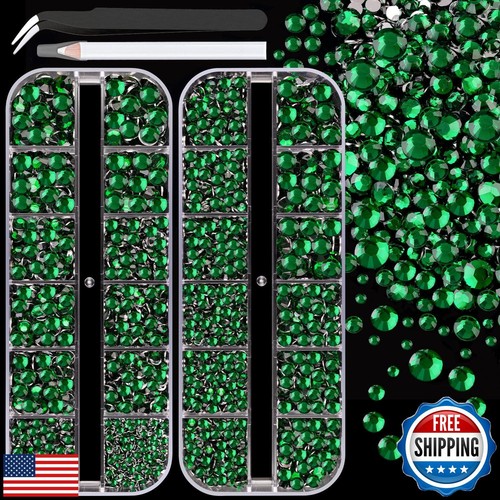 Resin Rhinestones for Crafting, 2 Boxes Dark Green Flatback Crystals ...