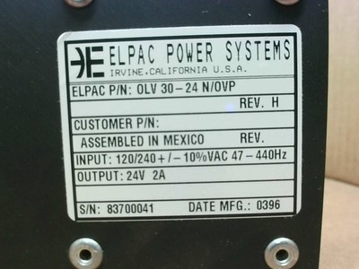 Elpac Power Systems OLV 30-24 N/OVP Power Supply 24V 2A - New In Box | eBay