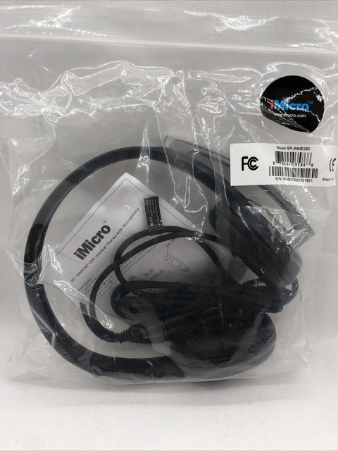 iMicro Imme282 USB Dual Headset Adjustable Microphone Volume Control ...