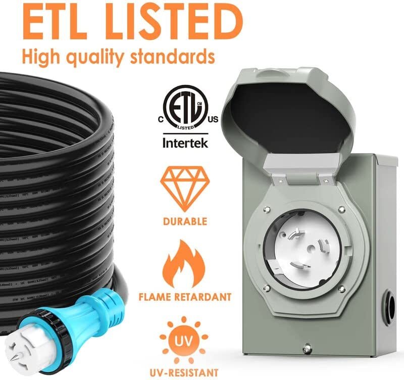 50 Amp 25FT Generator Power Cord 14-50P to CS6364 and Waterproof Power ...