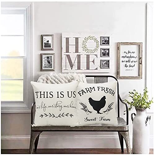 Farmhouse Pillow Covers Quote Throw Pillow Case Cotton Linen Farm ...