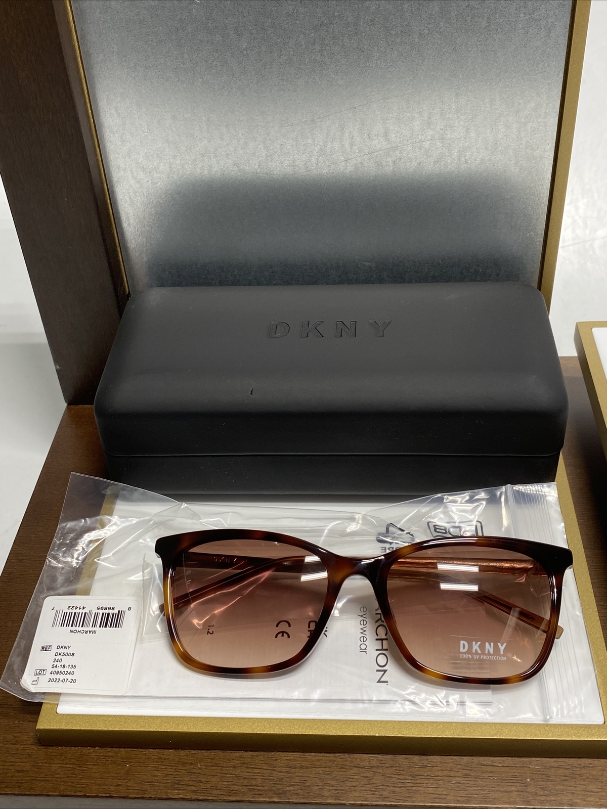 DKNY DK500S 240 Sunglasses Women Soft Tortoise Square 54-18-135 W/ Case ...