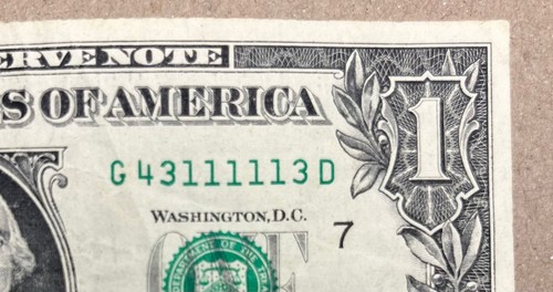 Fancy Serial Number Trunary One Dollar Bill Currency Note Us # NUMBERS ...