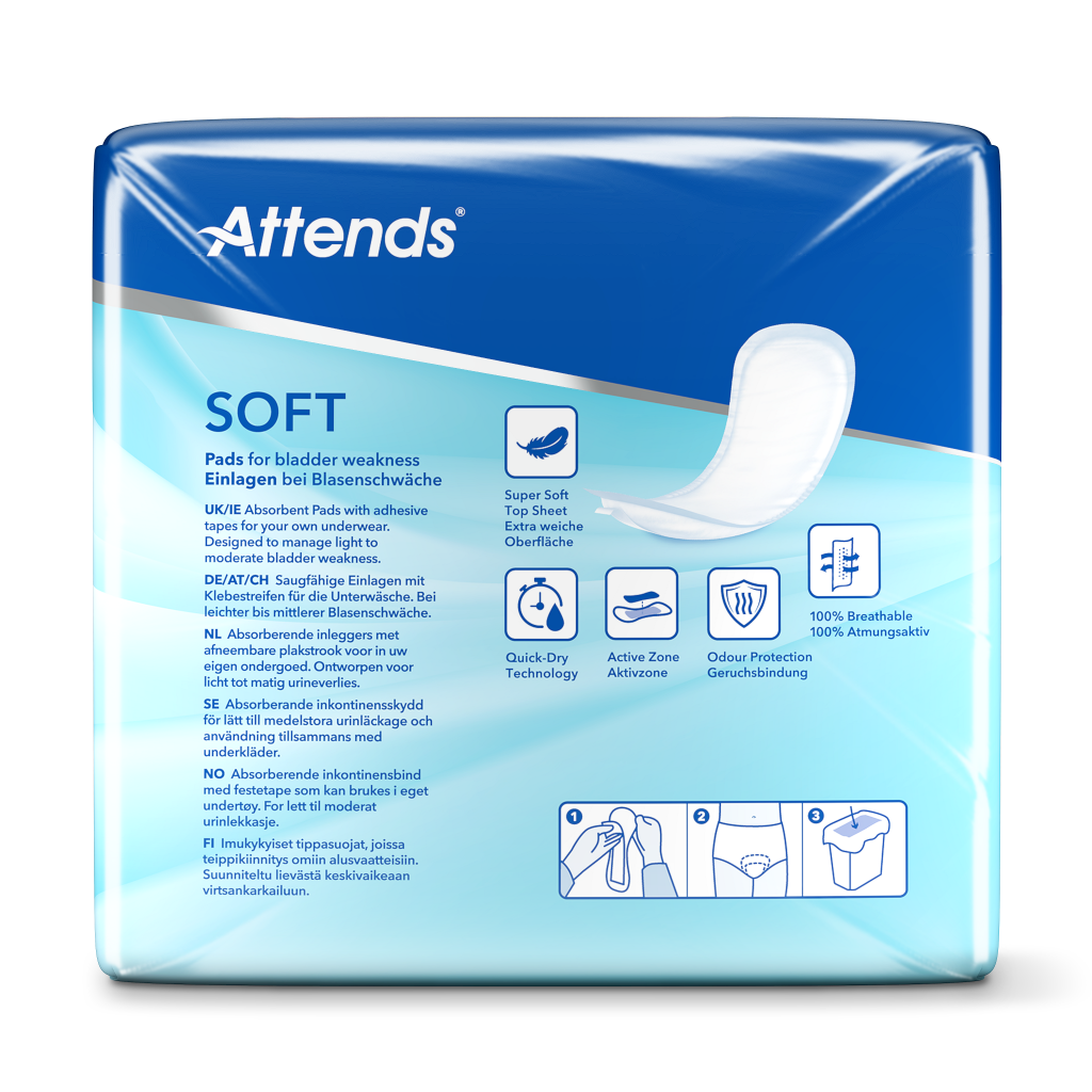 Attends Soft 4 Super Unisex Discreet Incontinence Pads Men & Women ...