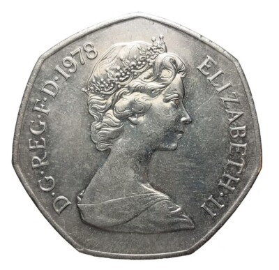 Great Britain 1978 50p New Pence Coin| Thick Old Style Crusted ...